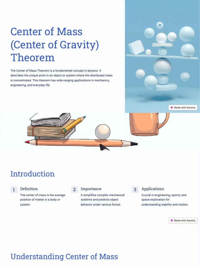 Center of Mass Center of Gravity Theorem | PDF | Center Of Mass | Mass