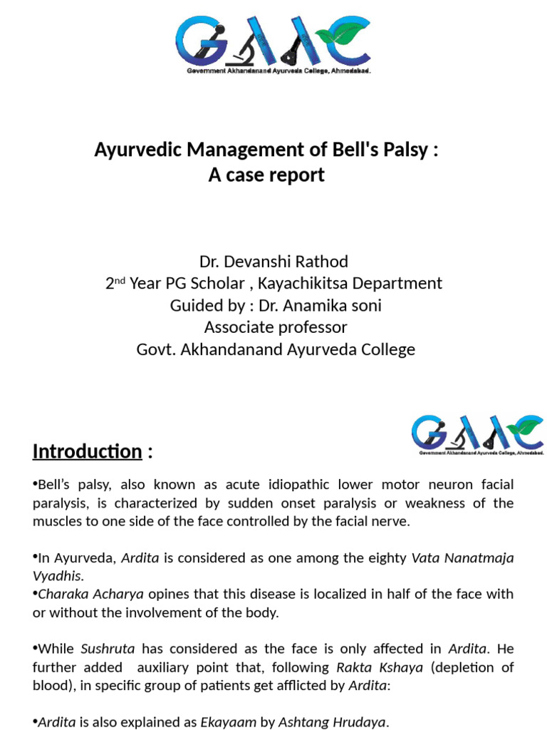 Bell's Palsy Devanshi Nadiad | PDF | Nervous System