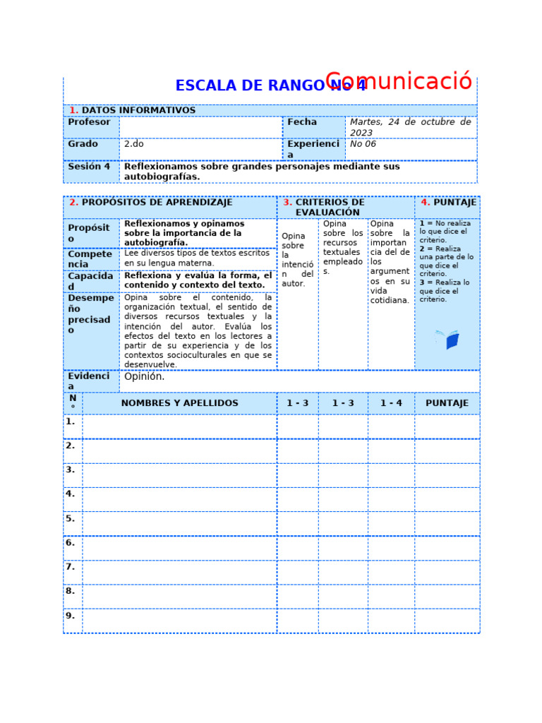 2° Inst. de Eval.-Sesión4-Sema.2-Exp. 7 - Com | PDF