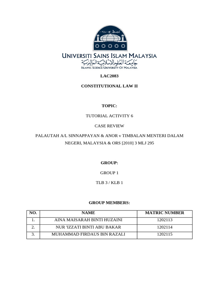 Tutorial Activity 6 (Group 1 - Tlb 3) | PDF | Double Jeopardy | Right To Counsel