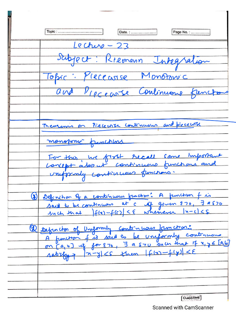 Lec 23 Piecewise Monotonic and Cts Functions81-87 | PDF