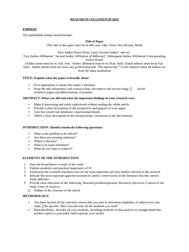 Format-for-Research-Colloquium-2024 (1) | PDF | Science | Methodology