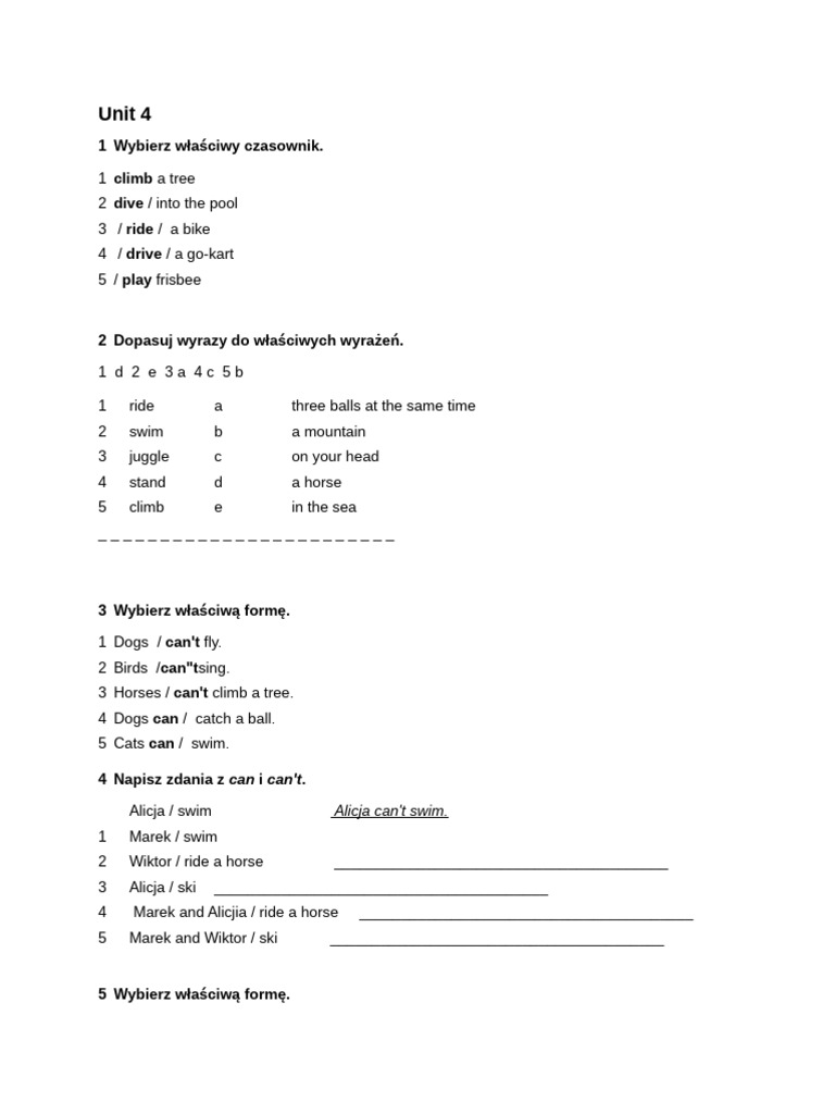 Unit 4 klasa CZWARTA | PDF