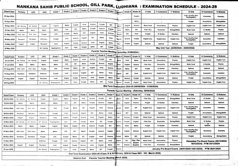 Examination Schedule 2024-25 | PDF