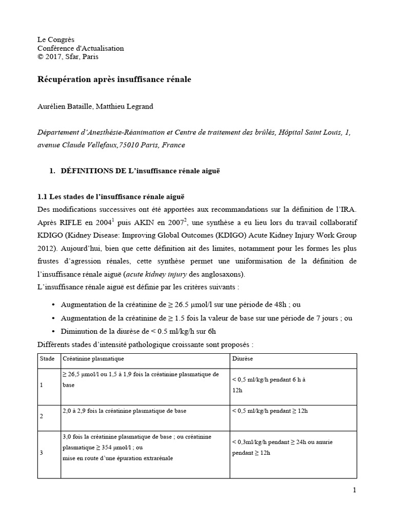 Récupération après Insuffisance Rénale | PDF | Insuffisance rénale ...