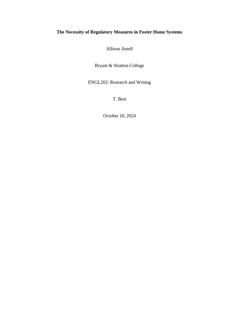 Portfolio Project Final Draft | PDF | Foster Care | Accountability