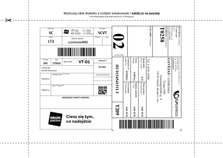 SC SCVT LT2: Wydrukuj Obie Etykiety Z Kodami Kreskowymi I Naklej Je Na ...