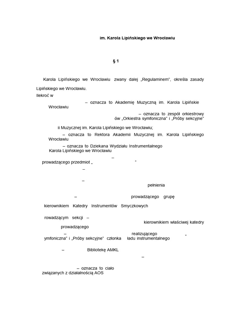 Regulamin AOS - Projekt, Stan Prawny Na Dzień 15.05.2024 R. | PDF