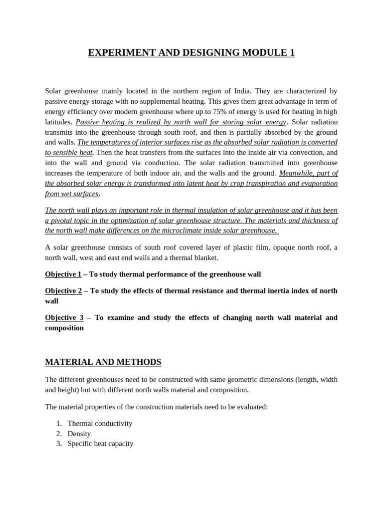 Experiment and Designing Module 1 | PDF | Greenhouse Effect | Solar Energy