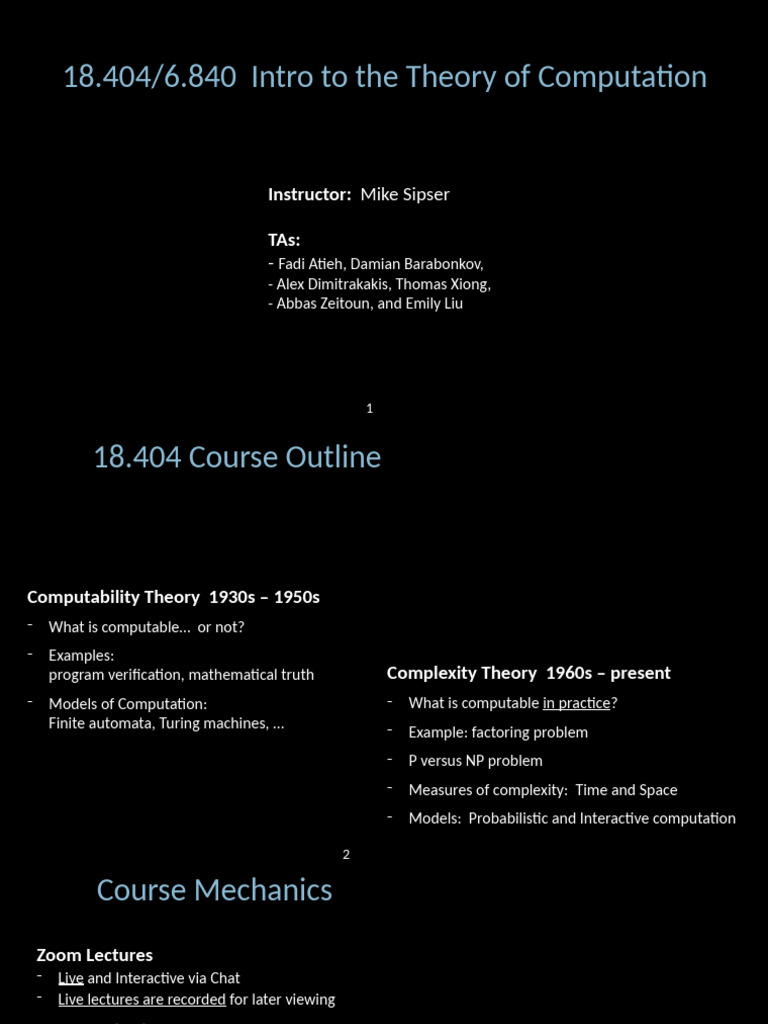 MIT18 404f20 Lec1 | PDF | Automata Theory | String (Computer Science)