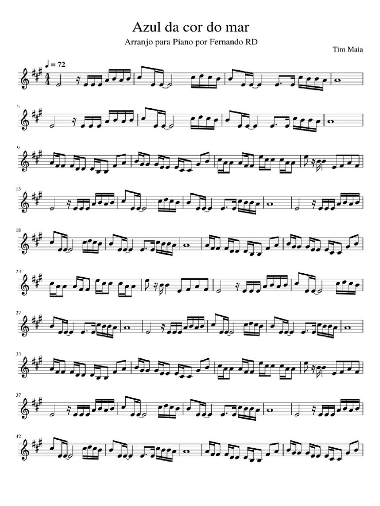 Azul Da Cor Do Mar - Tim Maia | PDF