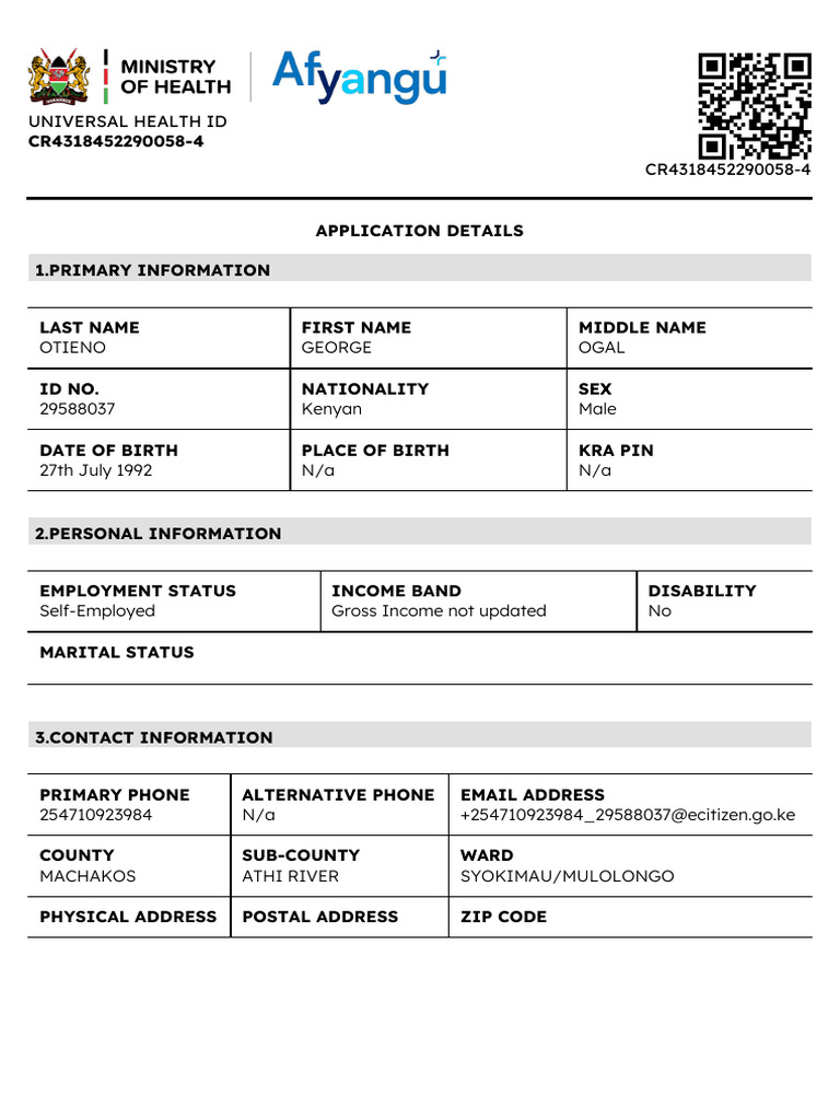George Otieno's Application | PDF