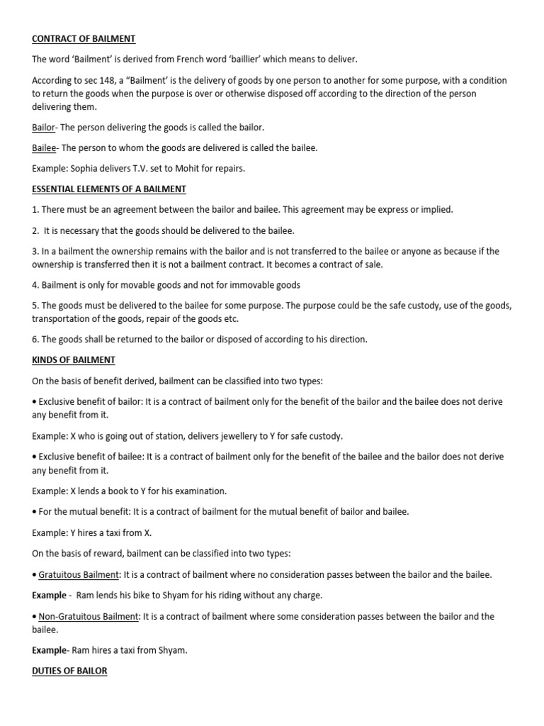 Contract of Bailment and Pledge | PDF | Indemnity | Debt