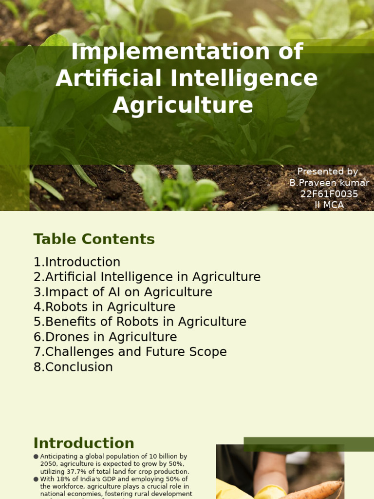 Ai in Agriculture | PDF | Agriculture | Artificial Intelligence