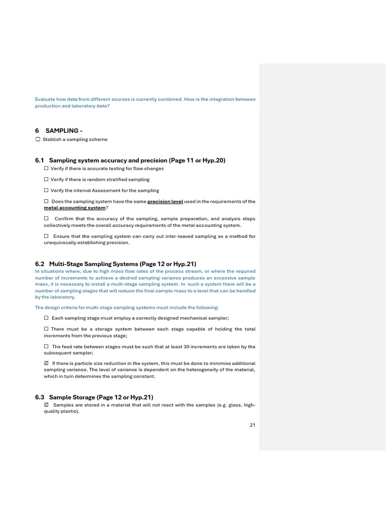 Checklist 21 For Mining Mineral Process Plant | PDF