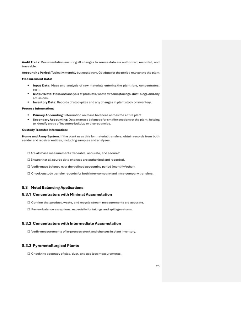 Checklist 25 For Mining Mineral Process Plant | PDF