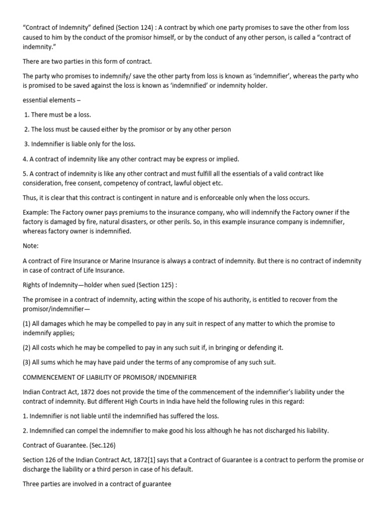 Indemnity vs. Guarantee Explained | PDF | Guarantee | Indemnity