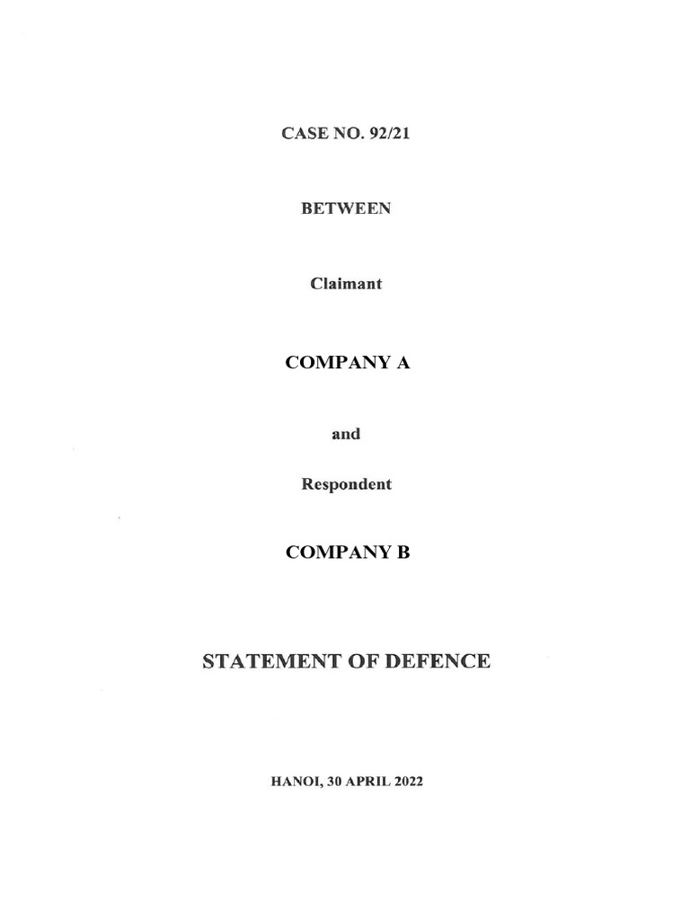 CASESTUDY003.24 Statement of Defence (EN) PDF | PDF