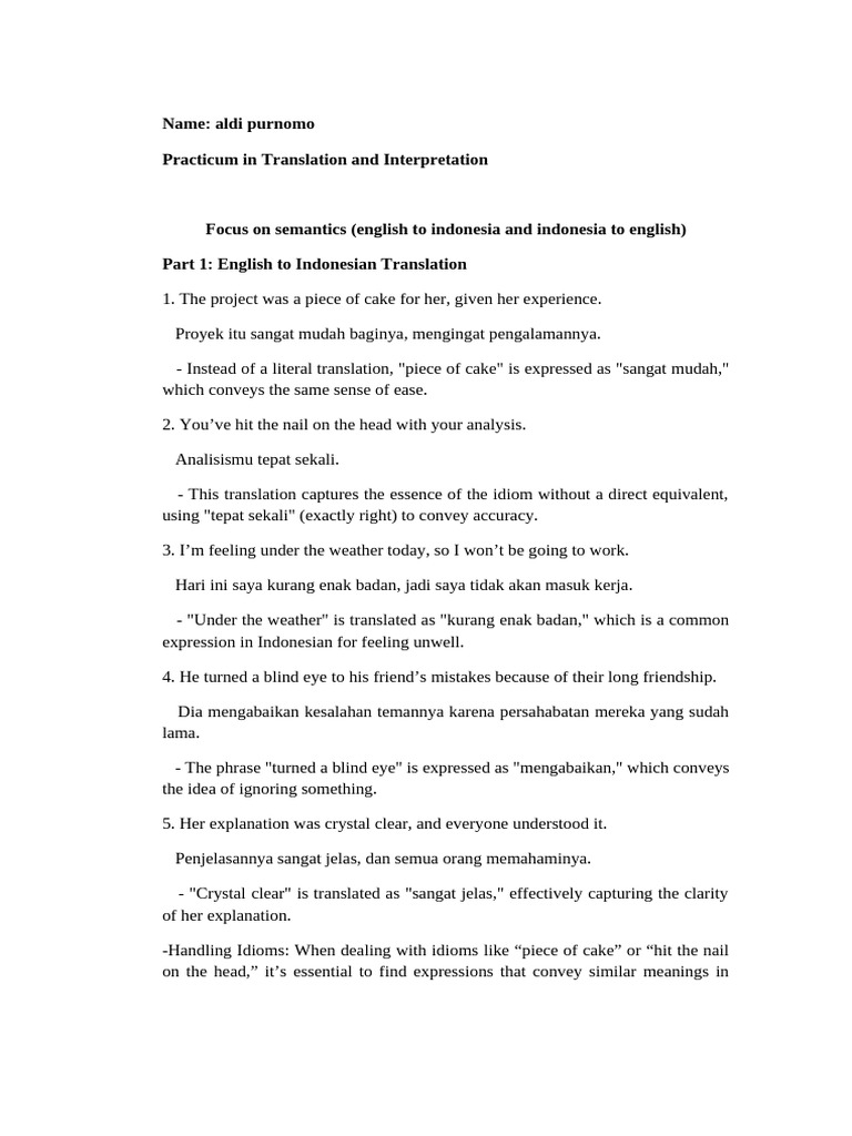 translation based on semantics | PDF | Idiom | Linguistics