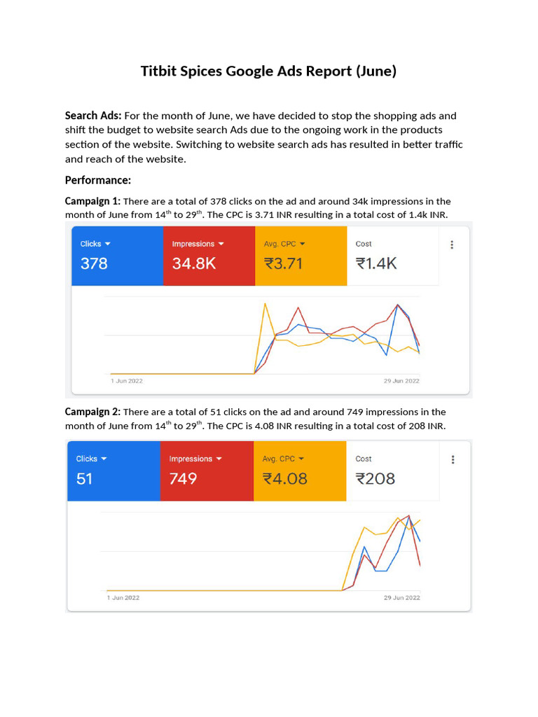 Titbit Spices Google Ads Report | PDF