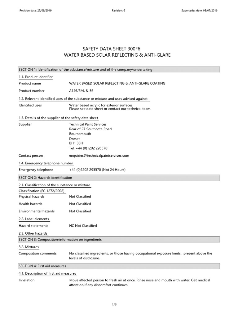MSDS 300F6 10 19 | PDF | Carbon Dioxide | Dangerous Goods