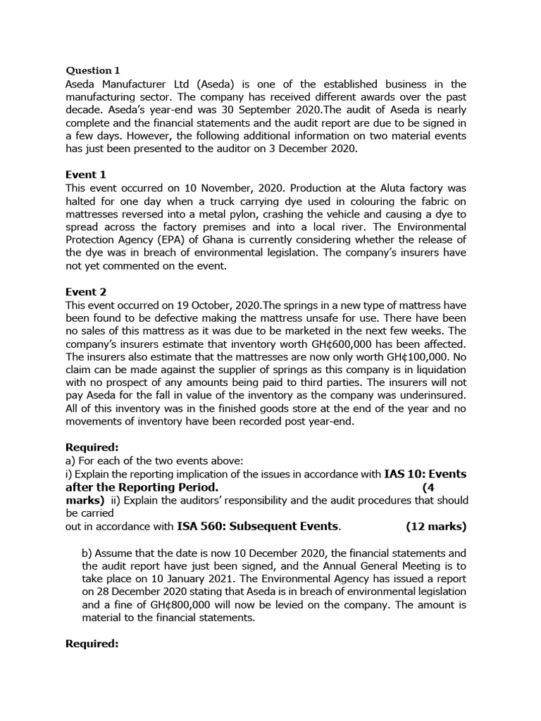 AAA Nov 2024 Intervention Questions and Answers | PDF | Auditor's ...