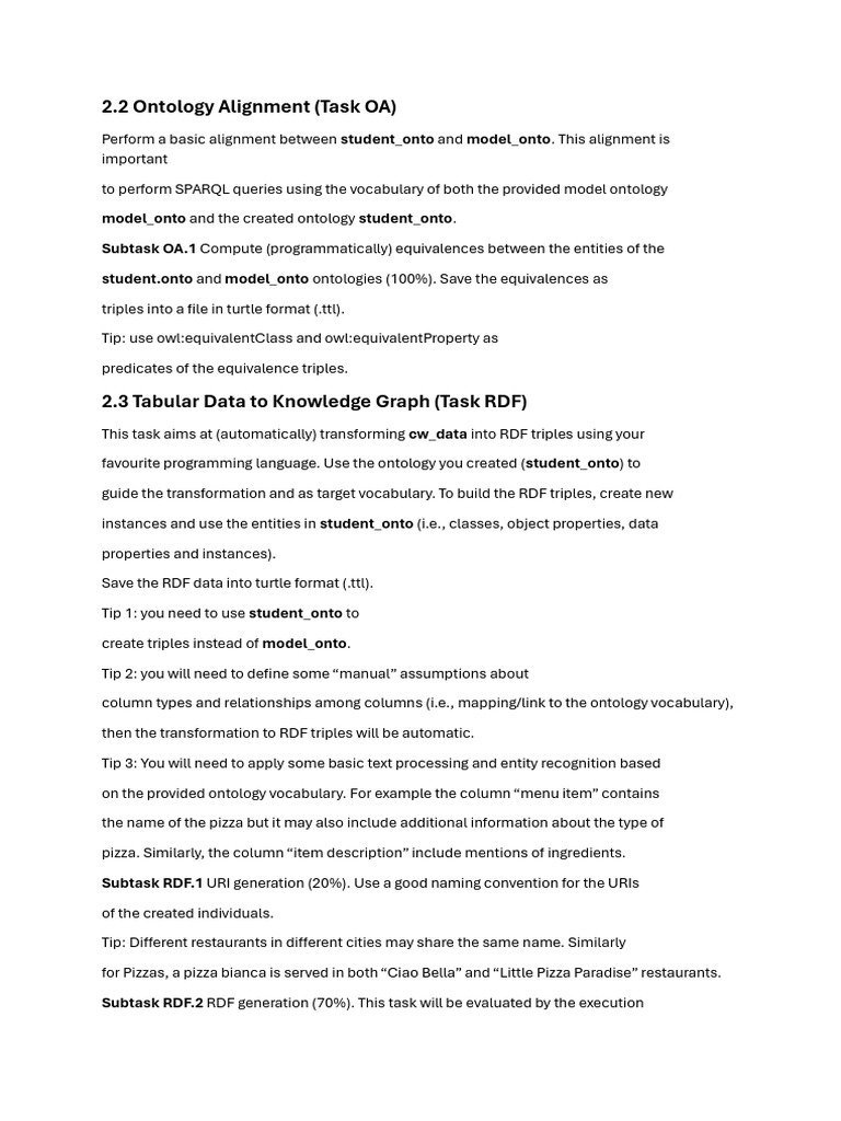 tasks | PDF | Resource Description Framework | Knowledge Representation