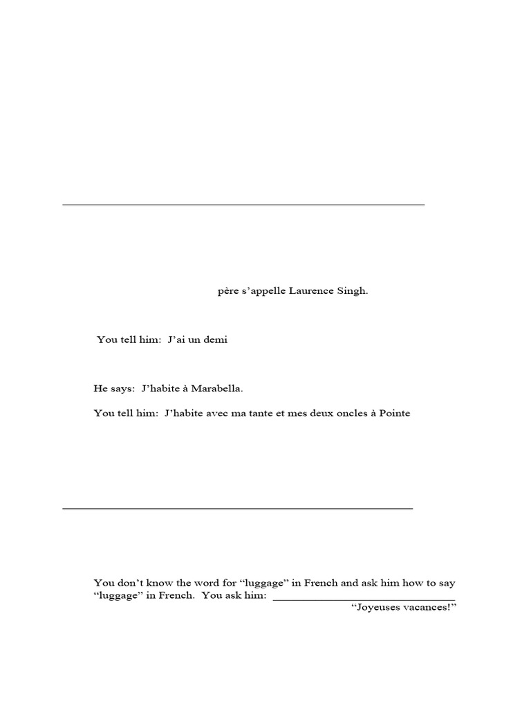 French Assessment For Forms 1P and 1E For March 25th 2022 | PDF ...