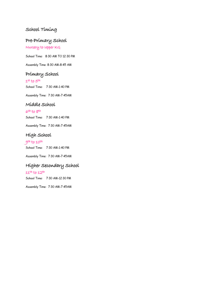 School Timing | PDF | Lifestyle