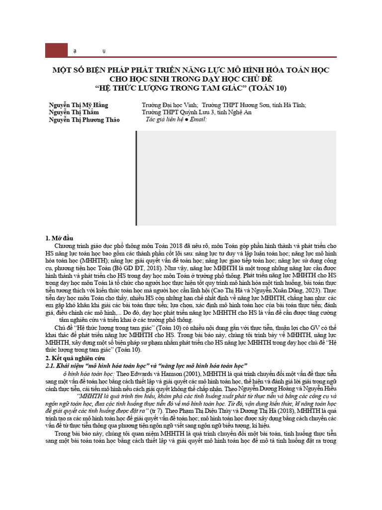 MT S Bin PHP PHT Trin NNG LC M HNH Ha Ton HC Cho HC Sinh Trong Dy HC CH H THC LNG Trong Tam Gic ...