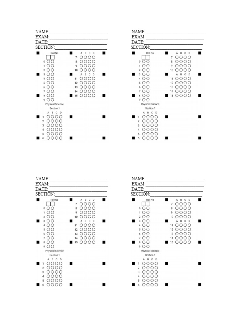 Bubble Sheet 1 | PDF
