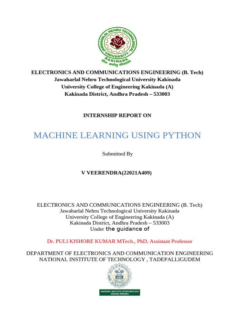 VEERENDRA Internship Report 1 | PDF | Artificial Neural Network | Neuron