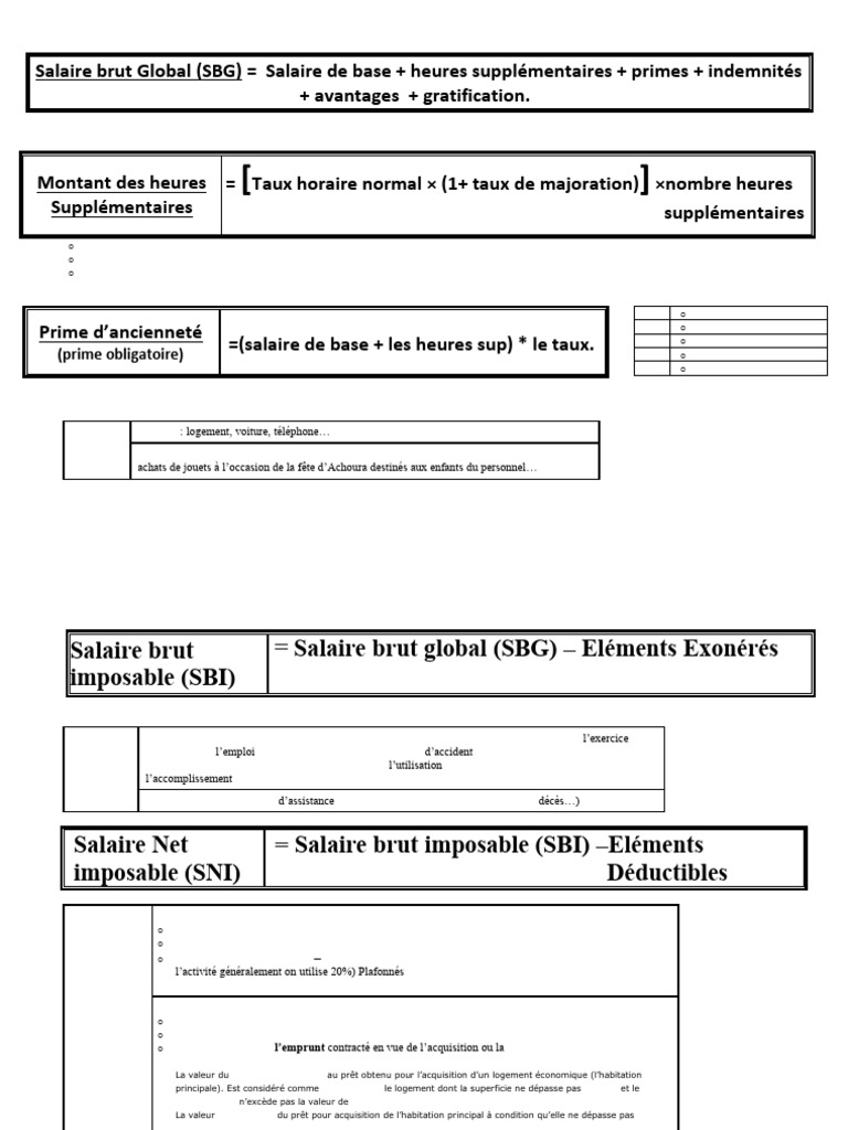 Calcul du Salaire Net Imposable | PDF | Salaires | Bulletin de salaire ...