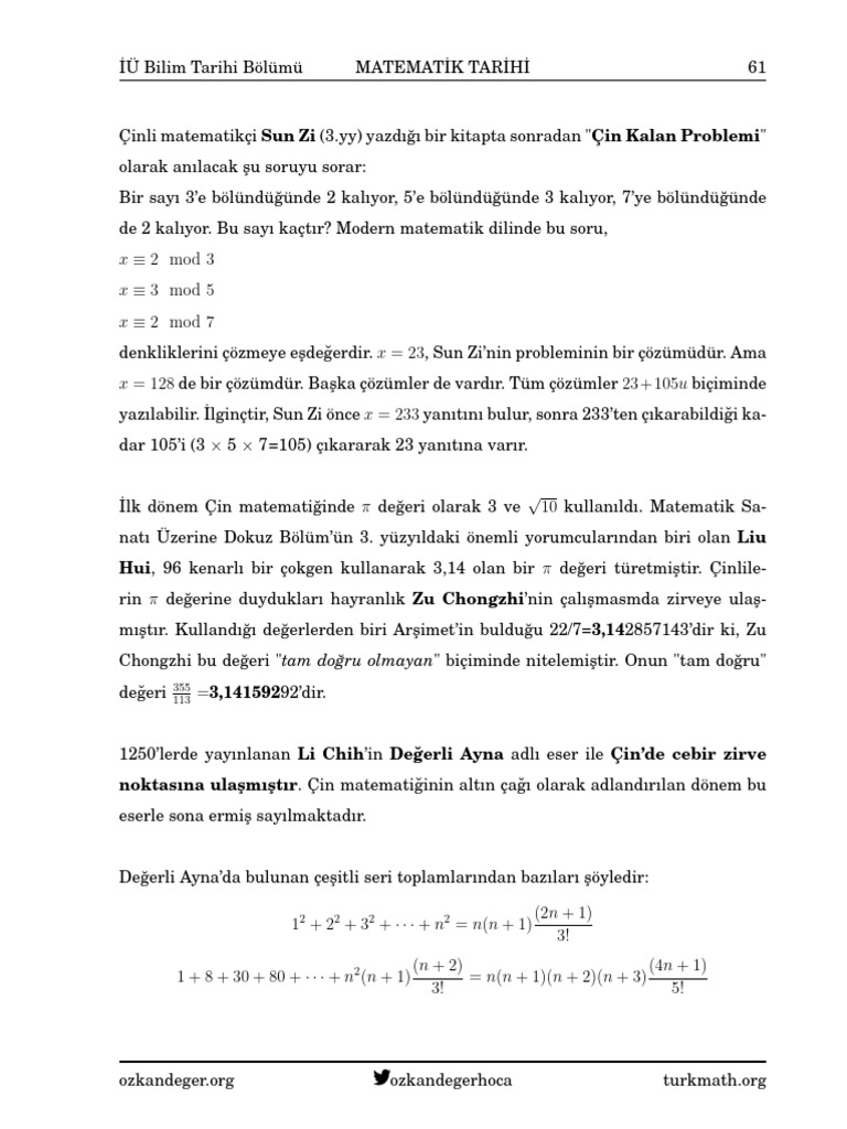Sun Zi Çin Kalan Problemi: 2 Mod 3 3 Mod 5 2 Mod 7 23 128 23 + 105 233 ...