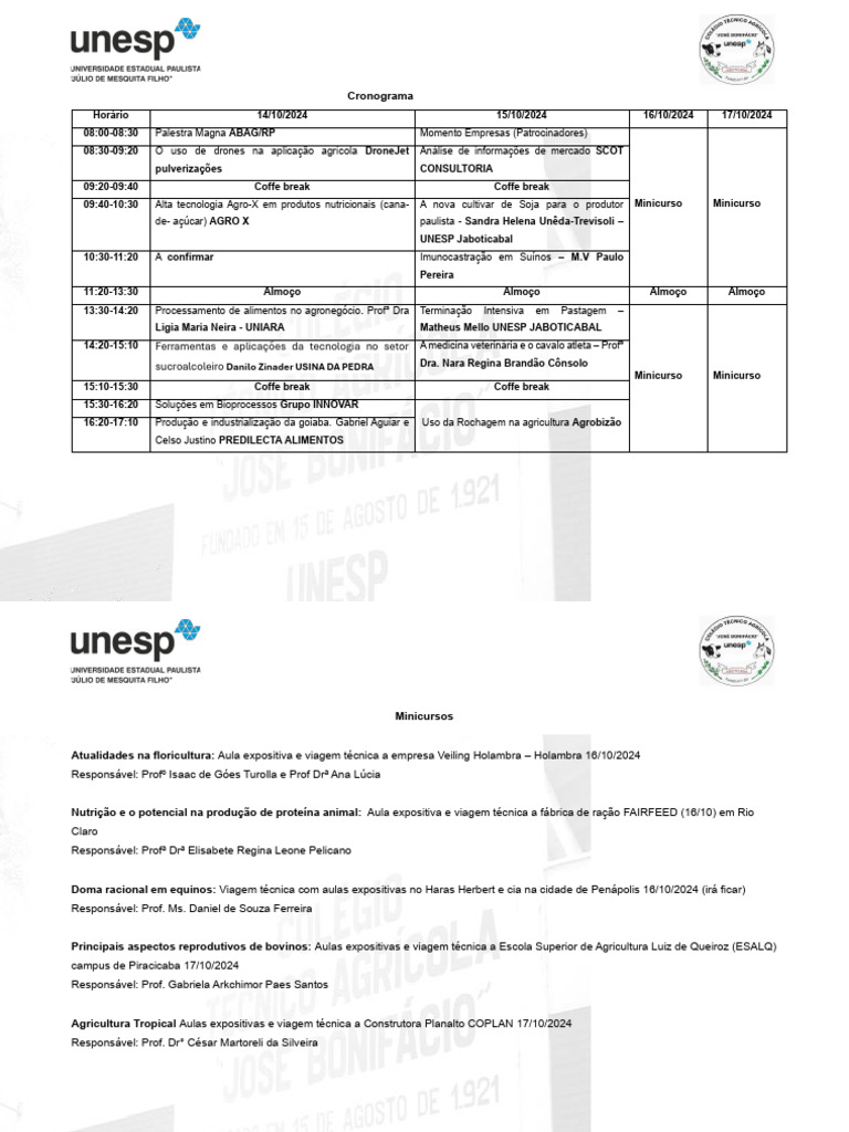 SETA 2024 Cronograma | PDF | Agricultura | Indústria alimentícia