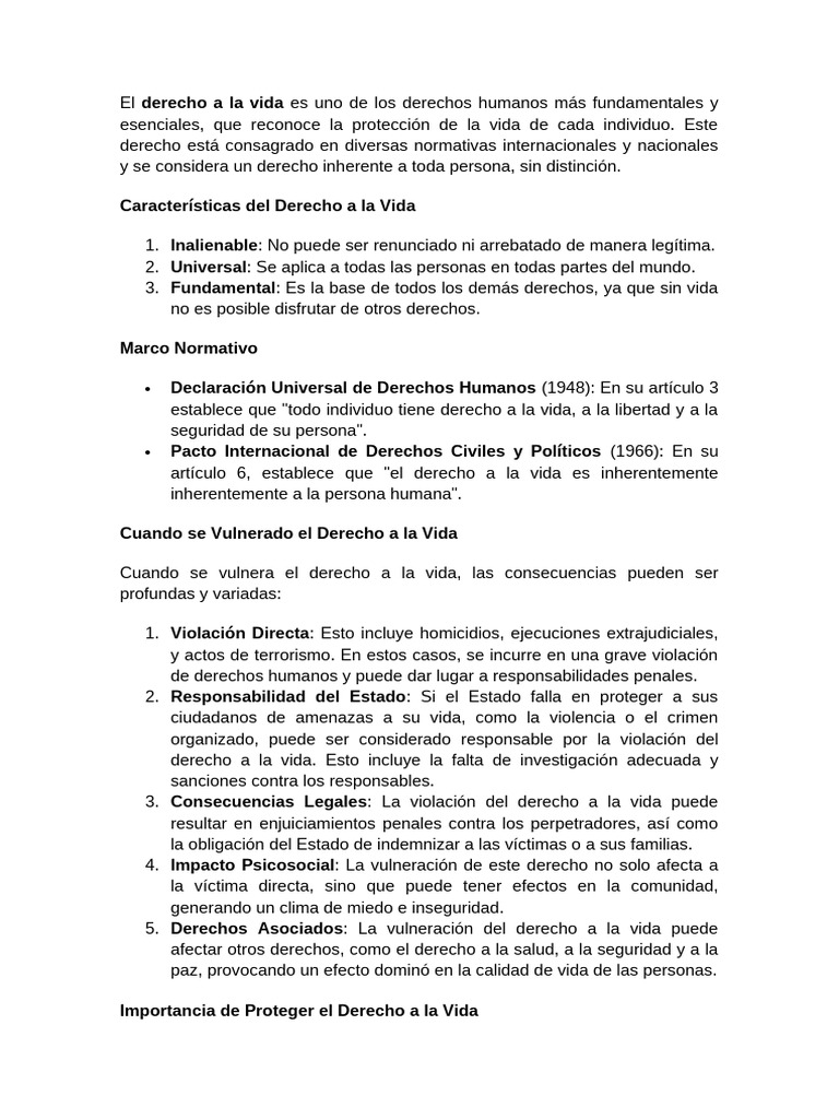 El derecho a la vida | PDF | Violación | Derechos humanos