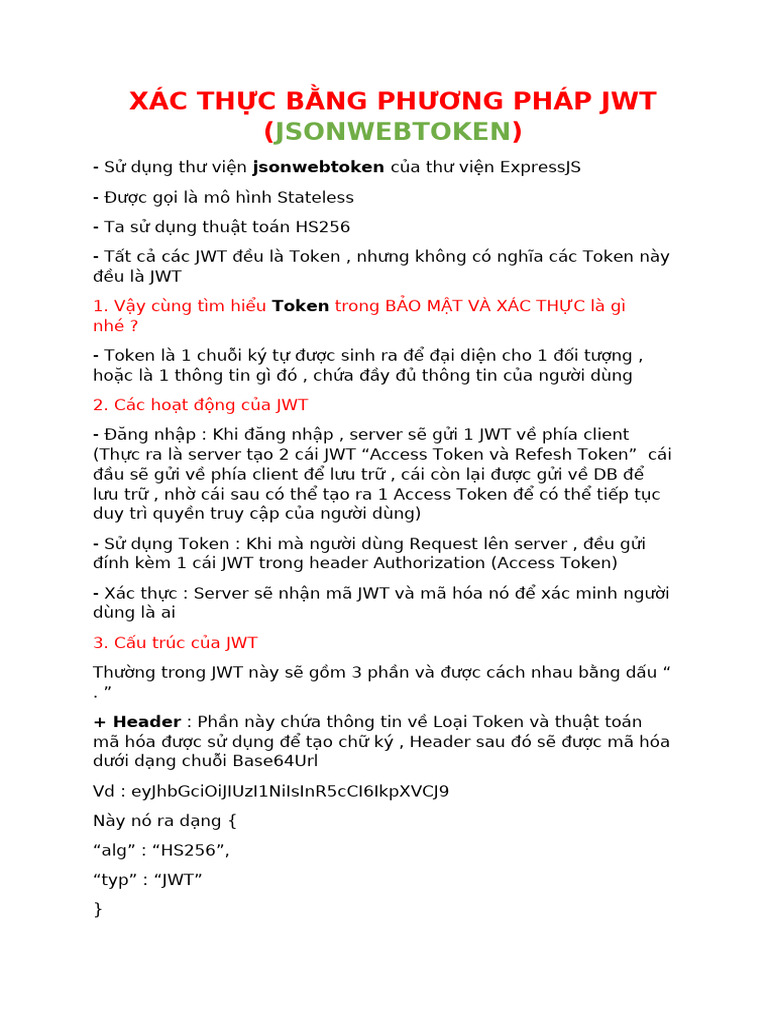 XÁC THỰC BẰNG PP PHÁP JWT | PDF