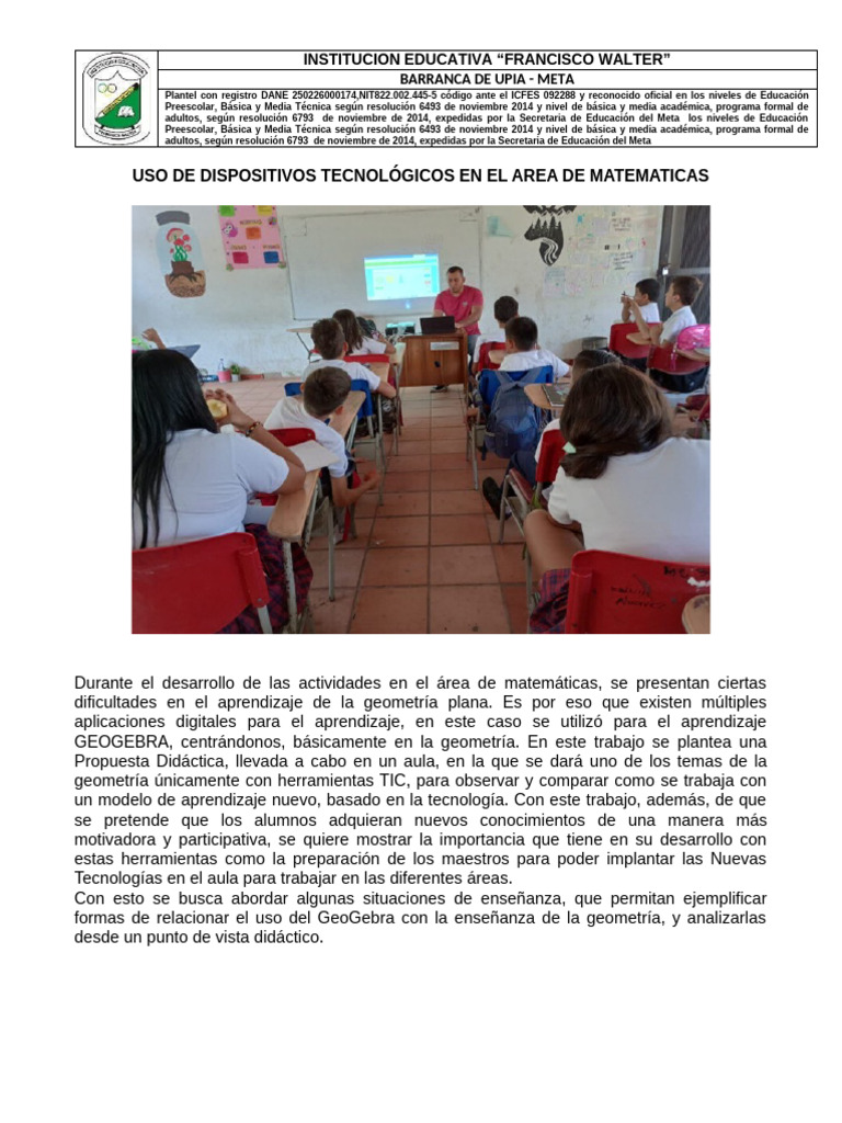 Usos Tecnologicos | PDF | Educación primaria | Educación de la primera infancia