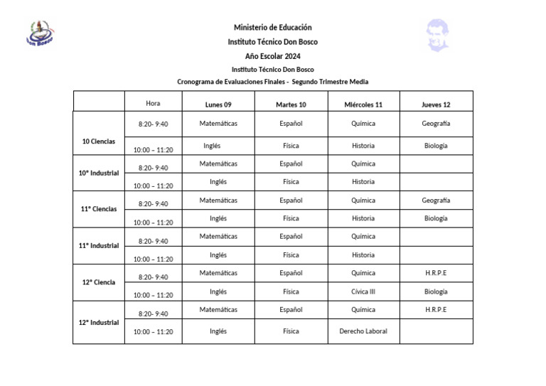 Cronograma Final II Trim. 2024 | PDF