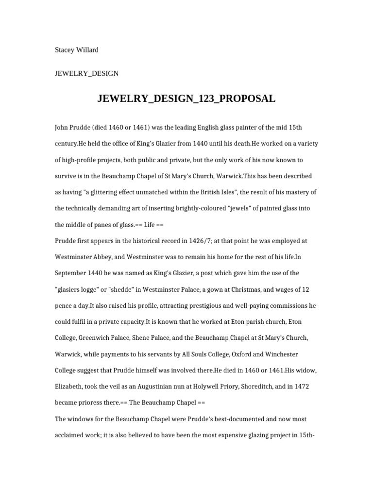 Jewelry Design 123 Proposal | PDF | Social Science | Classics
