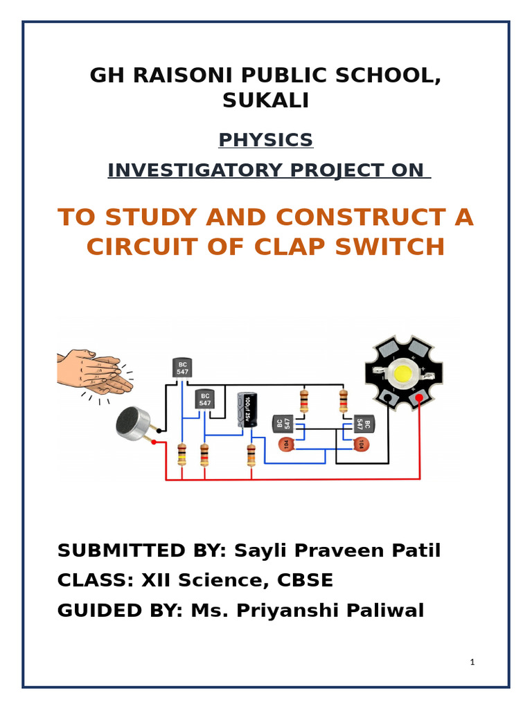 Physics Clas XII Clap Switch | PDF | Amplifier | Relay