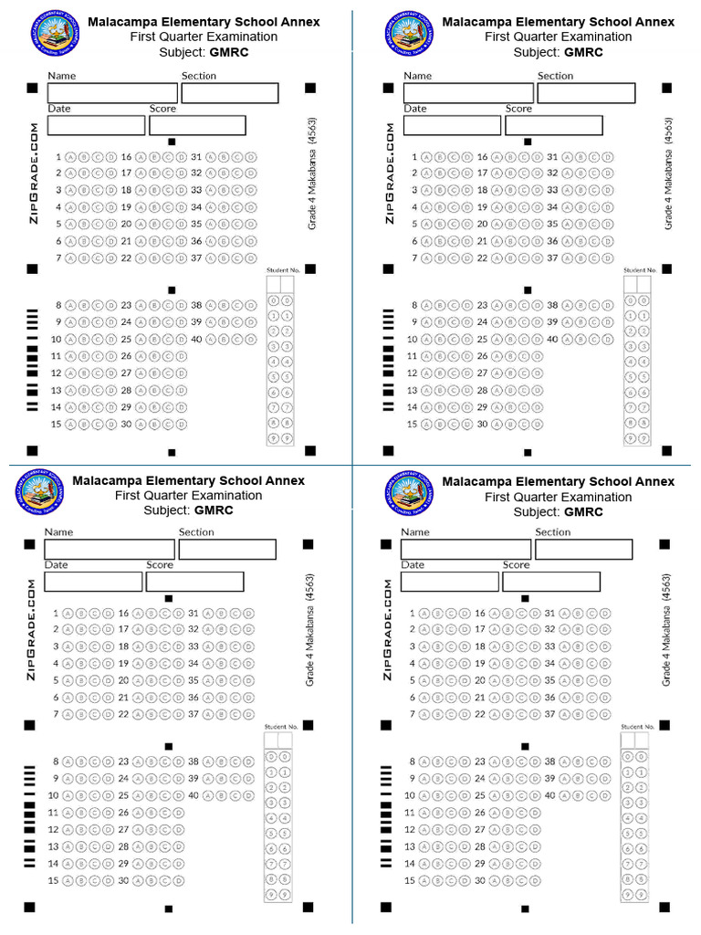Answer Key Zip Grade 4 | PDF