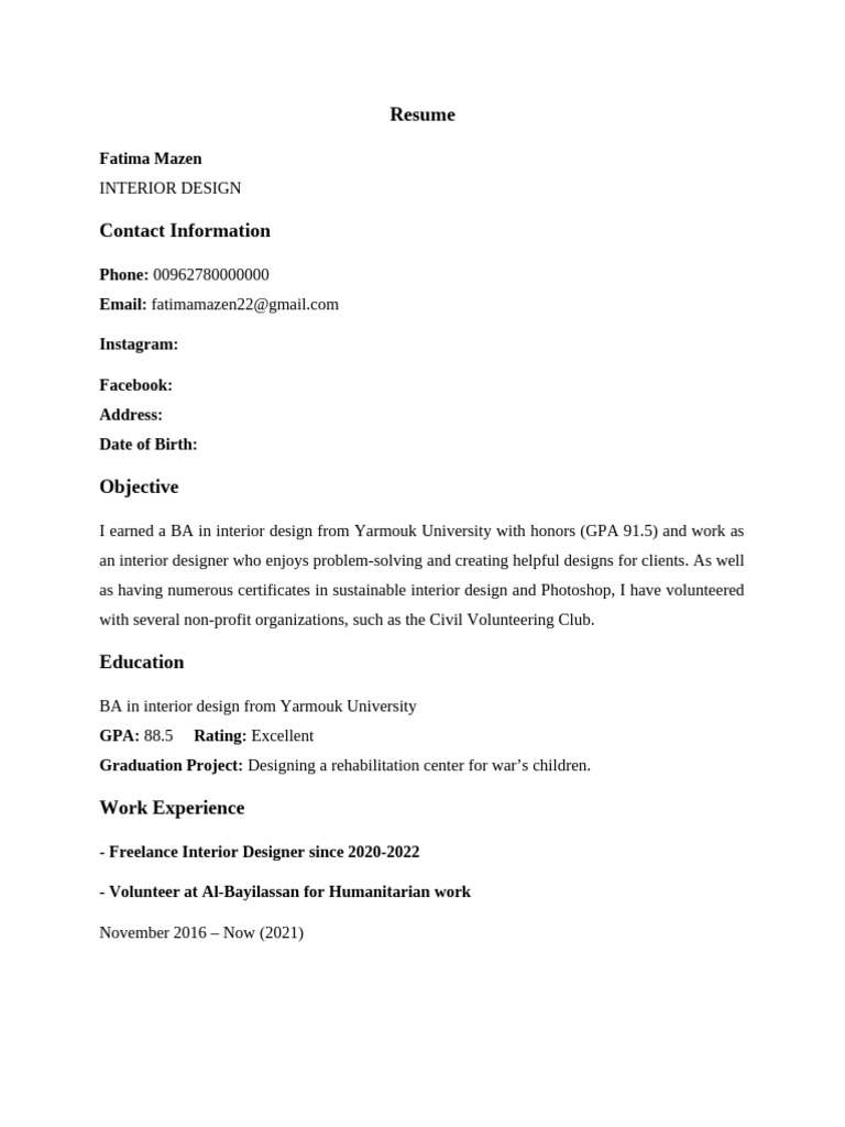 Resume 2 | PDF