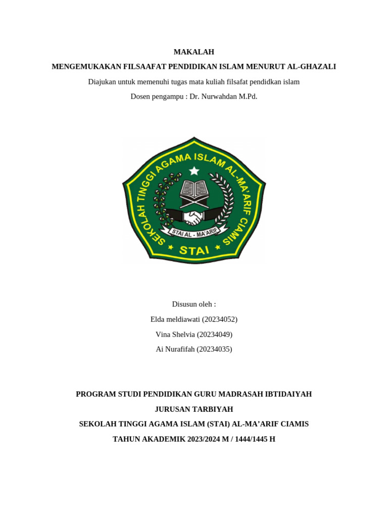 Tugas Filsafat Pendidkan Islam (Vina, Elda, Ai) | PDF