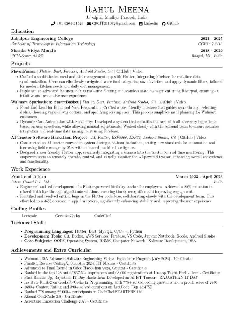 Rahul - Meena Resume FWA-1 | PDF | Computer Programming | Software Development