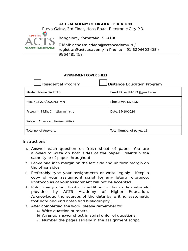 Unit I Advanced Hermeneutics | PDF | Christian Counseling | Sin