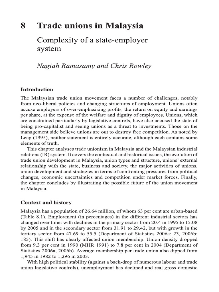 Trade Unions in Malaysia | PDF