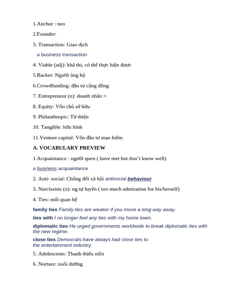 A. Vocabulary Preview: Family Ties Ties With Diplomatic Ties Close Ties ...