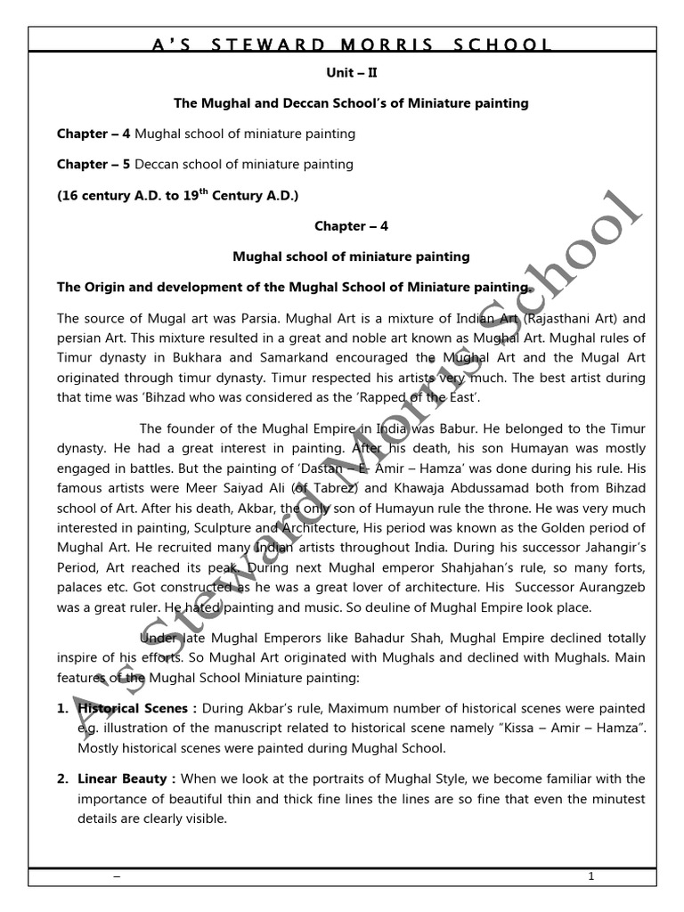 -Fine Arts Notes Unit 2 | PDF | Mughal Empire