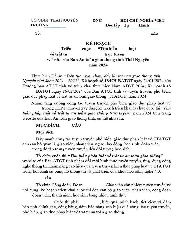 Thi trực tuyến ATGT 2024 | PDF